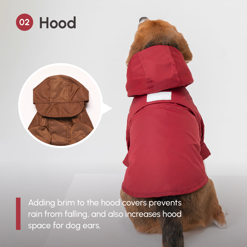 ｜PEHOM｜TRIBECA ADJUSTABLE VELCRO RAINCOAT - BURGUNDY – pehomnyc